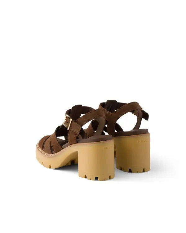 Prada High-heeled Suede Platform Sandals
