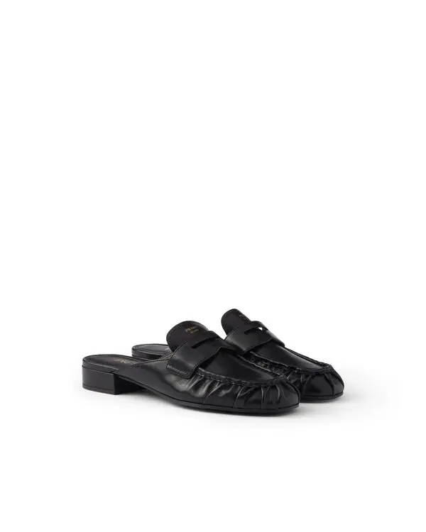 Prada Leather Mules - Black