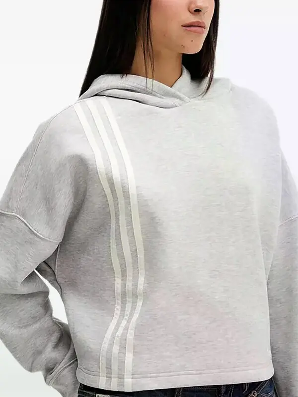 Adidas Off-placed Three-stripe Cropped Hoodie