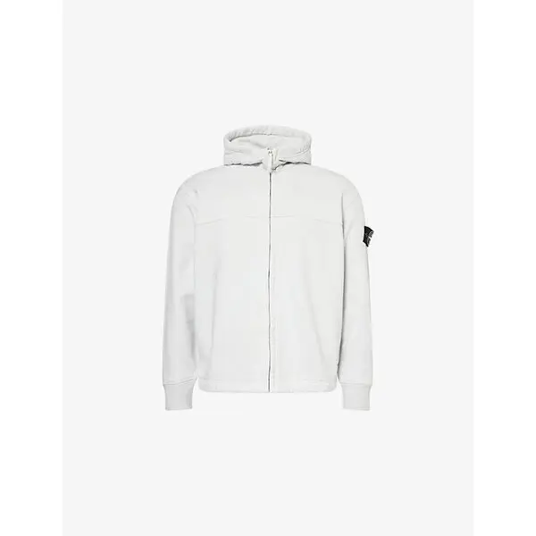 Stone Island Reflective Brand-patch Cotton Hoody - Sky Blue