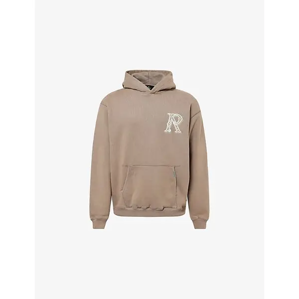 REPRESENT Cotton Hoodie With Embroidered Logo - Dusty Brown