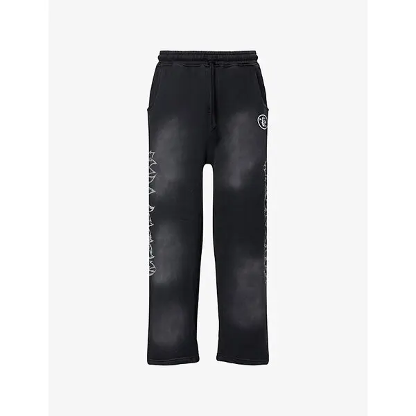 HELLSTAR Stars Shine Graffiti Cotton Jogging Bottoms - Black