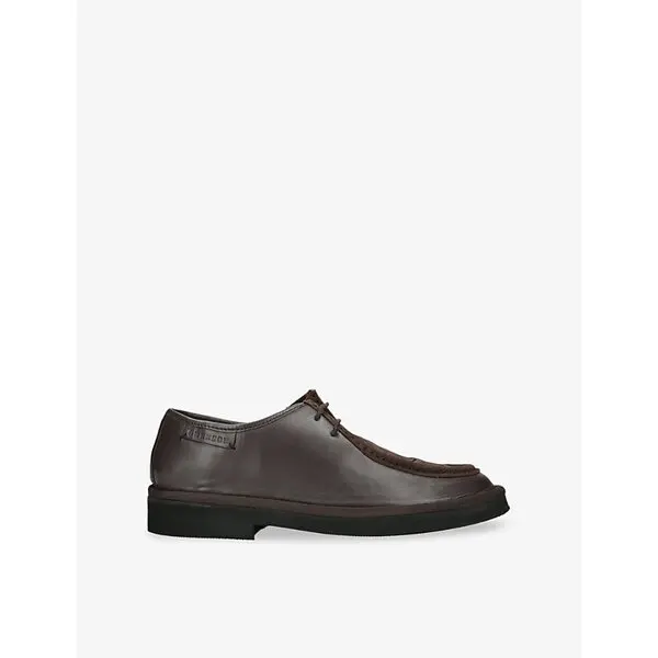 Grenson Hubert Suede And Leather Derby Shoes - Dark Brown