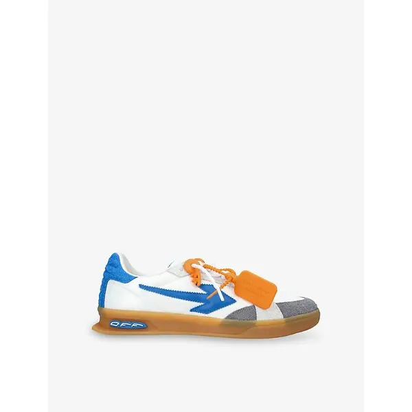 Off-White End Of Play Leather And Woven Trainers - White/navy