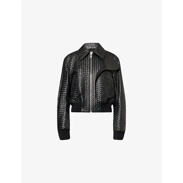 Bottega Veneta Intrecciato Leather Blouson Jacket - Double Black