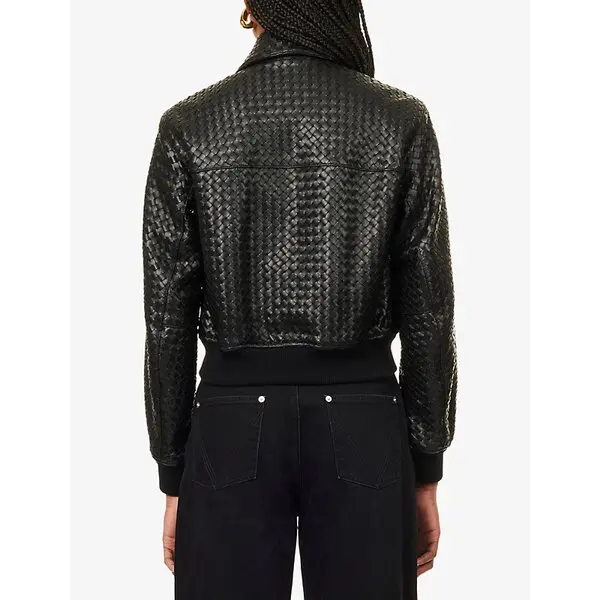 Bottega Veneta Intrecciato Leather Blouson Jacket - Double Black