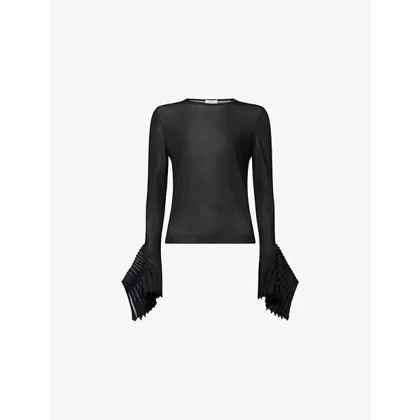 Alaïa Knitted Bell Sleeve Top - Noir Alaia