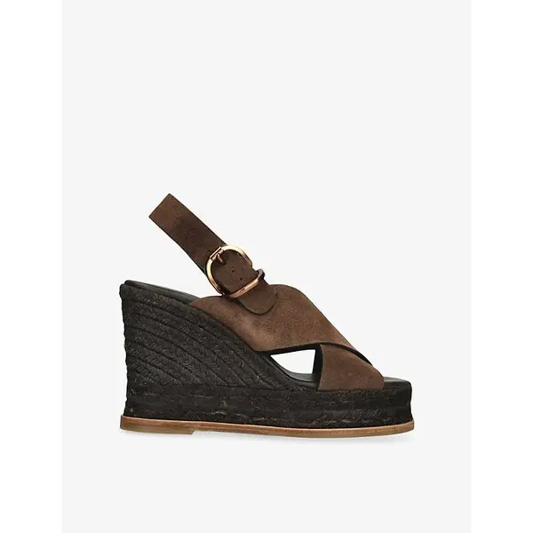 CastaÑer Betina Suede Wedge Sandals - Dark Brown