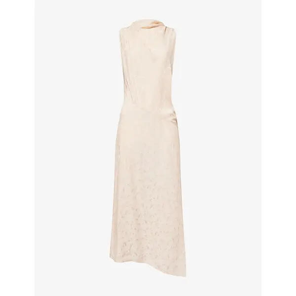 Victoria Beckham Floral Jacquard Twist Satin Midi Dress - Blossom