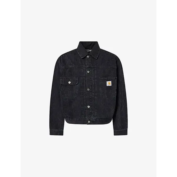 Carhartt Work In Progress Belmar Logo-patch Denim Jacket - Snake Camo Black