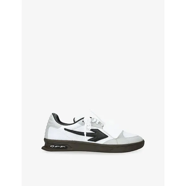 Off-White End Of Play Leather And Woven Trainers - White/blk