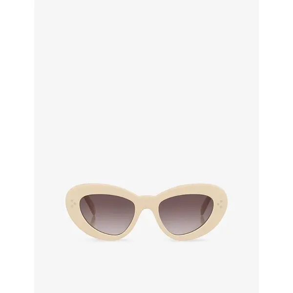 Celine Cl40320u 3-dots Cat-eye Acetate Sunglasses - White