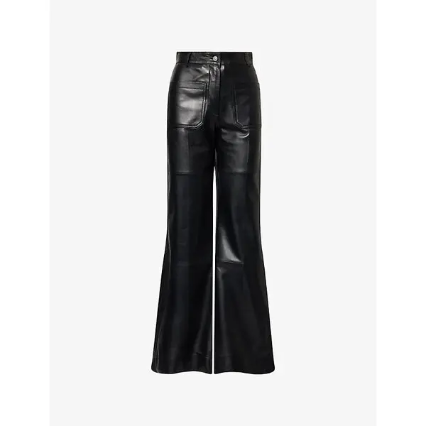 Victoria Beckham Alina Wide-leg Leather Trousers - Black