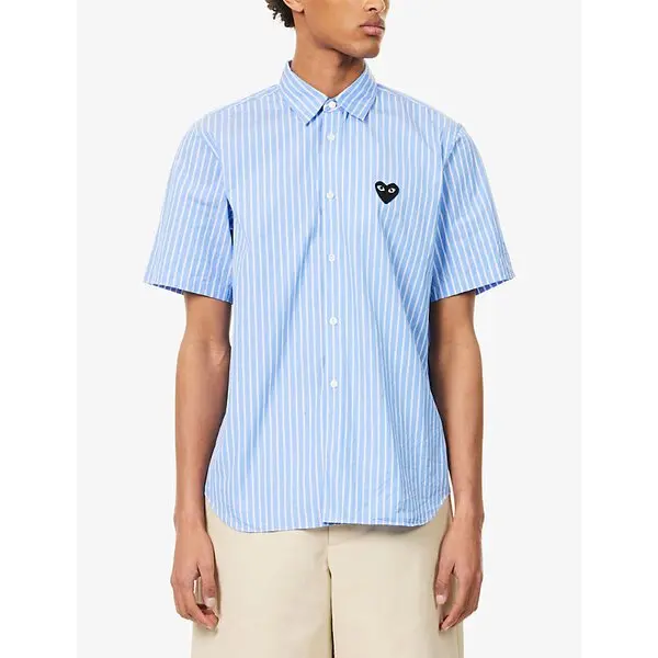 Play Comme Des Garcon D Embroidered-logo Cotton Shirt