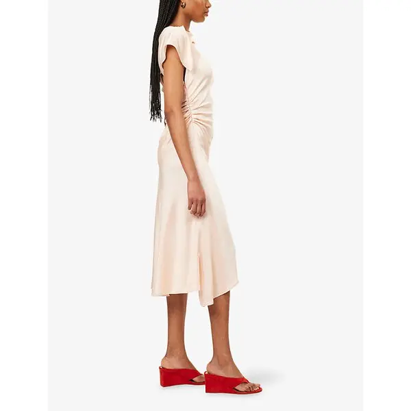 Victoria Beckham Asymmetric Twist Satin Midi Dress