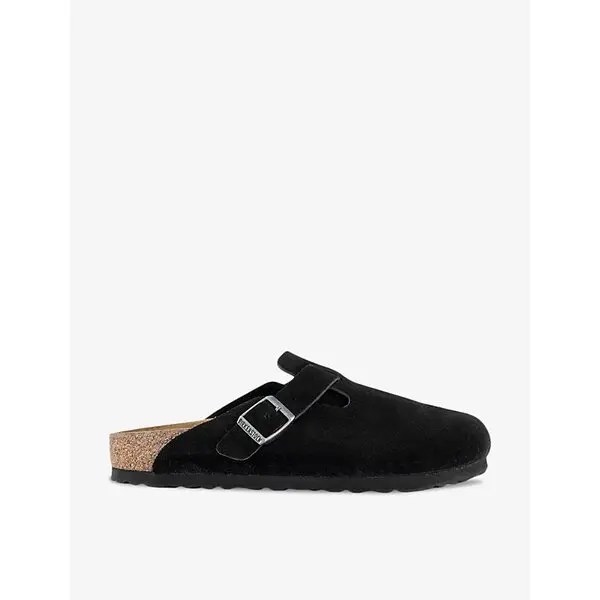 BIRKENSTOCK Boston Logo-embossed Suede Clogs - Black Suede
