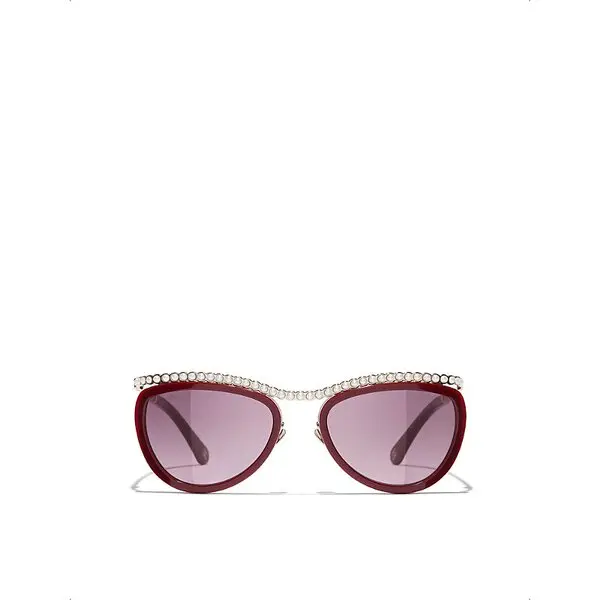Chanel Ch4296h Cat-eye Acetate Sunglasses - Red