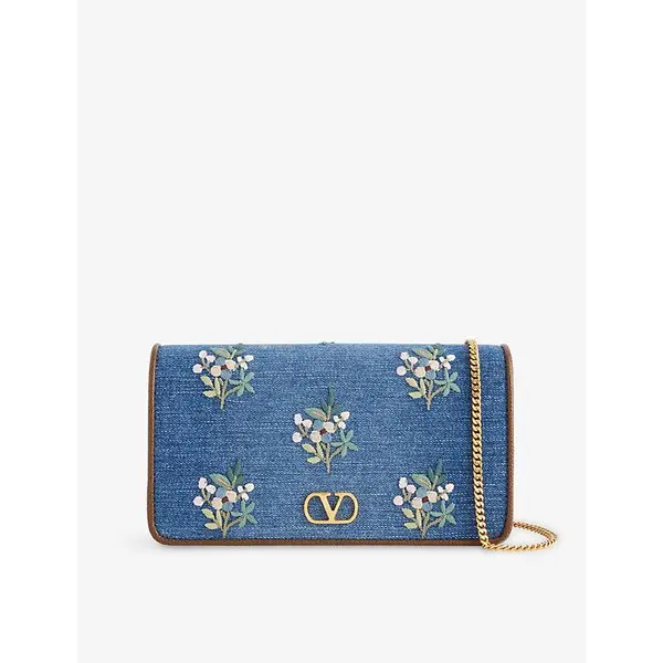 Valentino Garavani Vlogo Signature Mini Denim Shoulder Bag - Denim/multicolor/tb