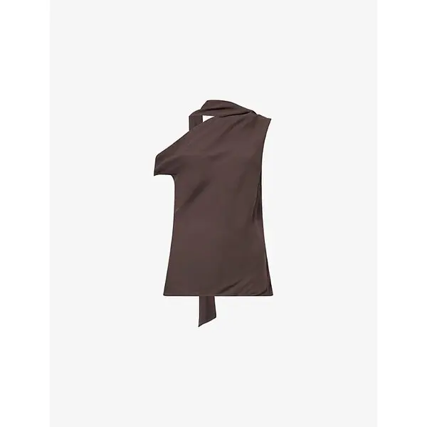 Bec & Bridge Augustin Sheer Woven Scarf Top - Dark Chocolate