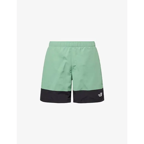 The North Face Logo-print Woven Shorts - Dimmed Algae/tnf Black