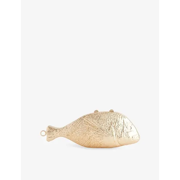 Simkhai Splash Fish-shaped Metal Clutch - Gold