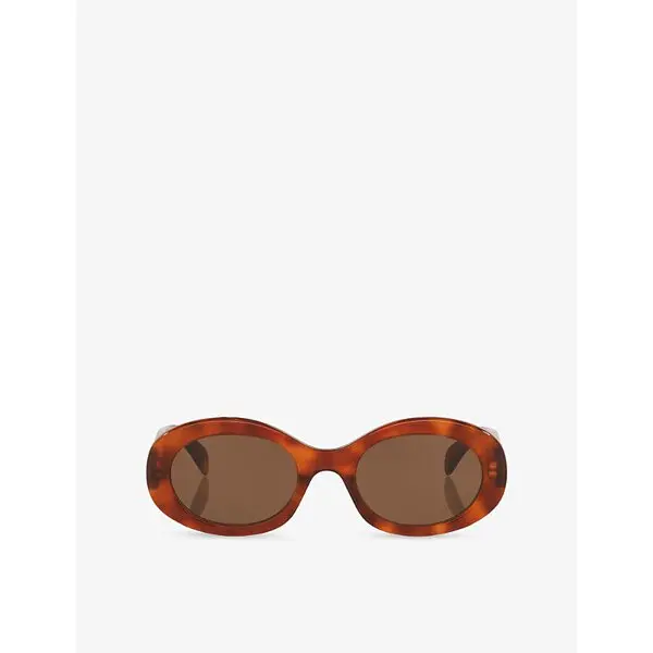Celine Cl40194u Triomphe Oval-frame Acetate Sunglasses - Brown