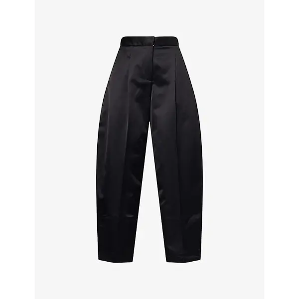 Alaïa Barrel-leg Tailored Satin Trousers - Noir Alaia