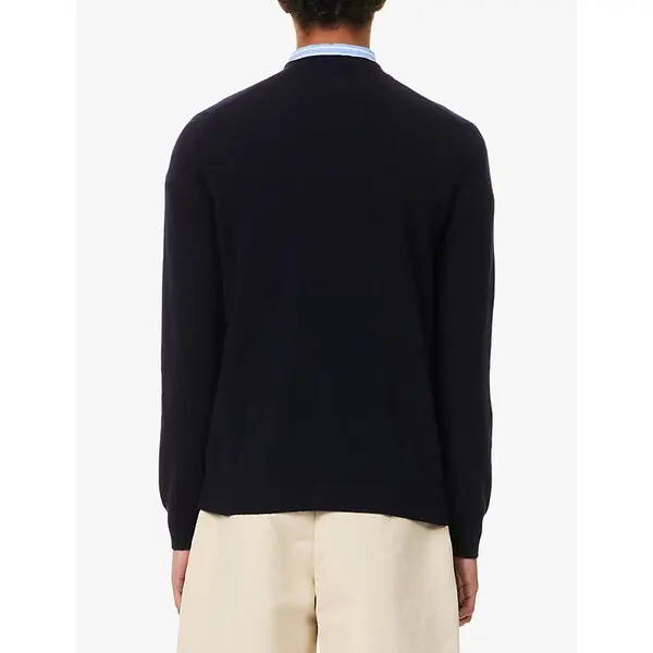 Play Comme Des Garcon Embroidered-logo Wool Jumper - Navy