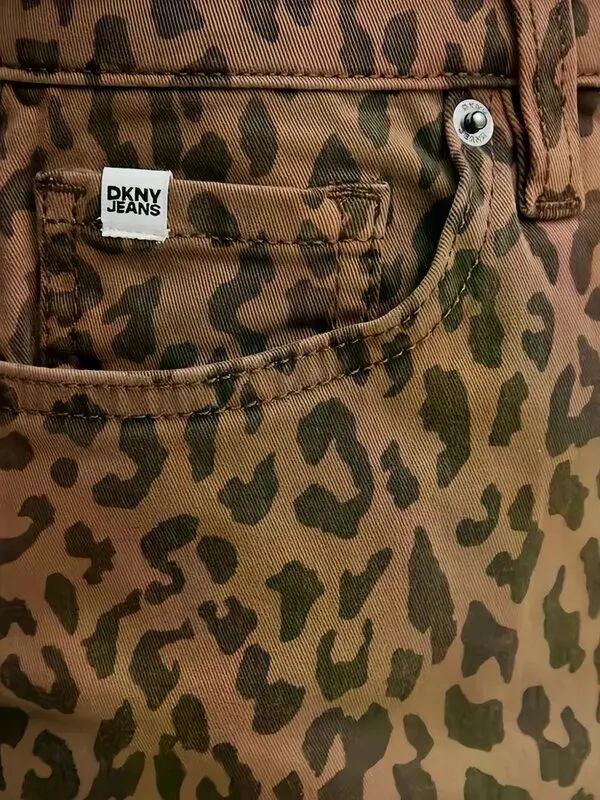 Dkny Leopard-print Straight Leg Jeans