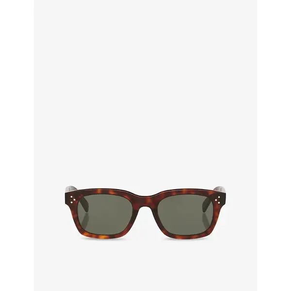 Celine Cl40232i 3-dots Rectangle-frame Tortoiseshell Acetate Sunglasses - Brown