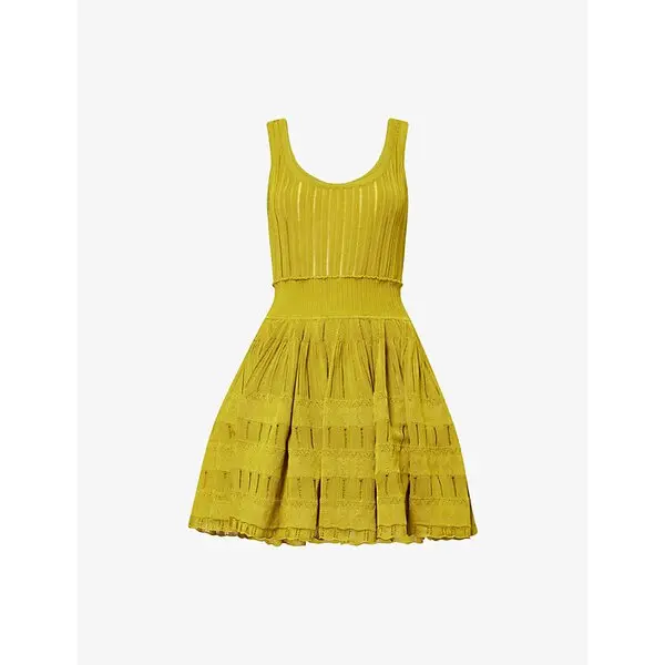 Alaïa Crinoline Knitted Mini Dress - Lime