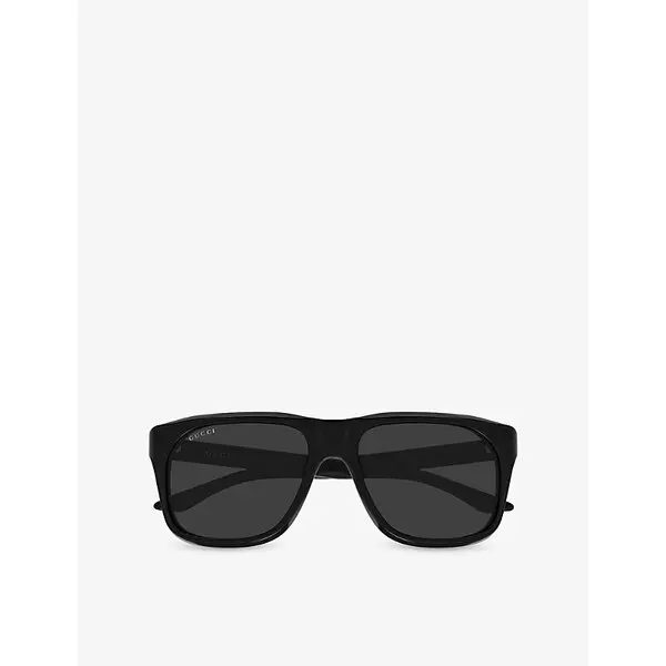Gucci Gg2077s Rectangle-frame Acetate Sunglasses - Black