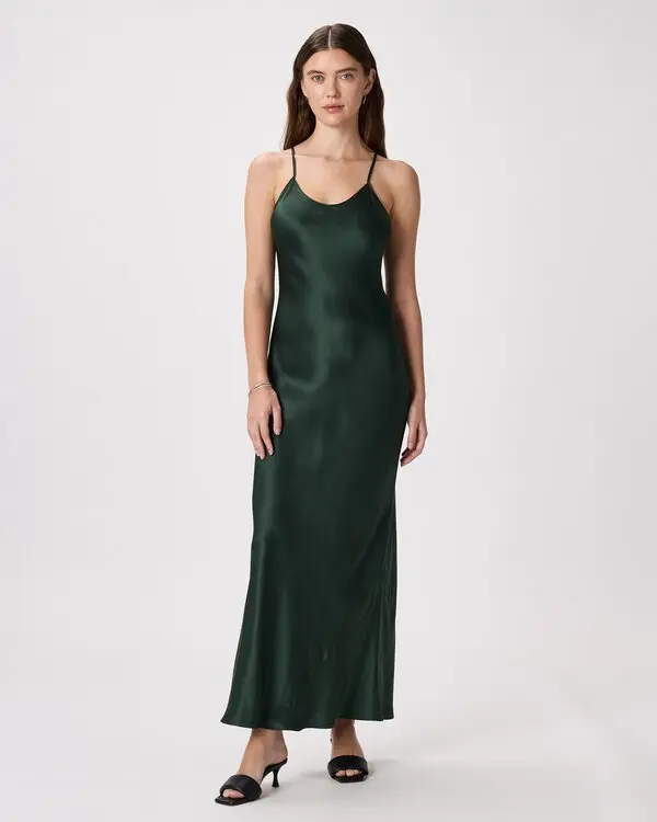 Quince Maxi Slip Dress - Forest Green