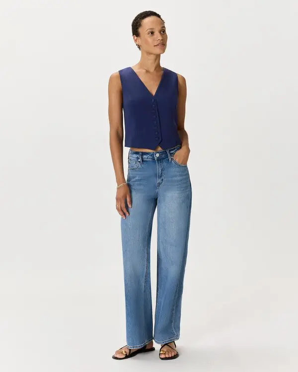 Quince Fluid Crepe Vest - Navy