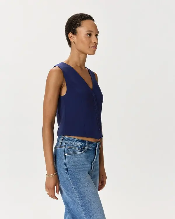 Quince Fluid Crepe Vest - Navy