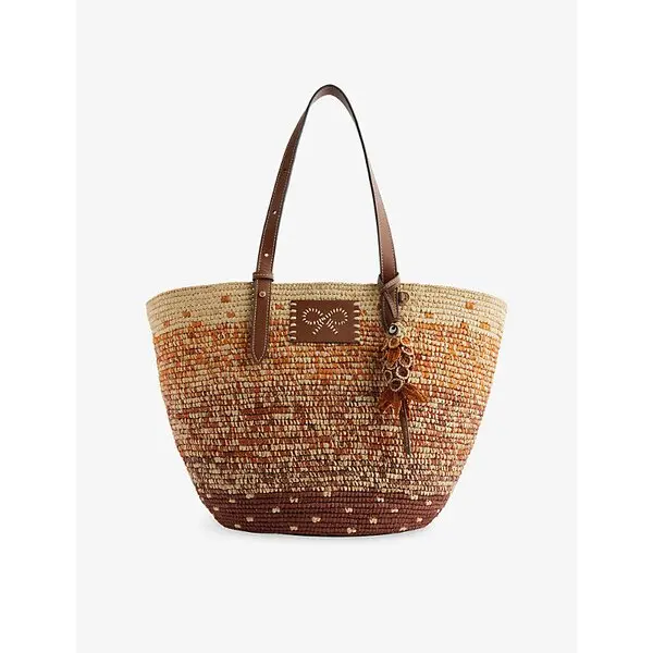 ANYA HINDMARCH Dégradé Large Round Raffia Basket Bag - Mango