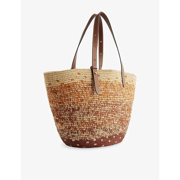 ANYA HINDMARCH Dégradé Large Round Raffia Basket Bag