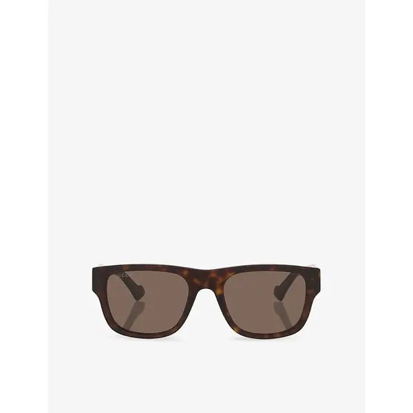 Gucci Gg1427s Square-frame Tortoiseshell Acetate Sunglasses - Brown