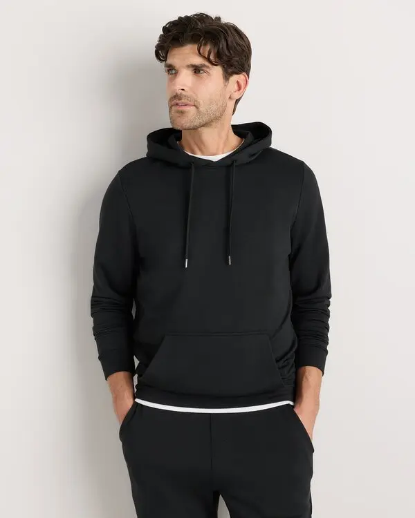 Quince Supersoft Fleece Pullover Hoodie - Black