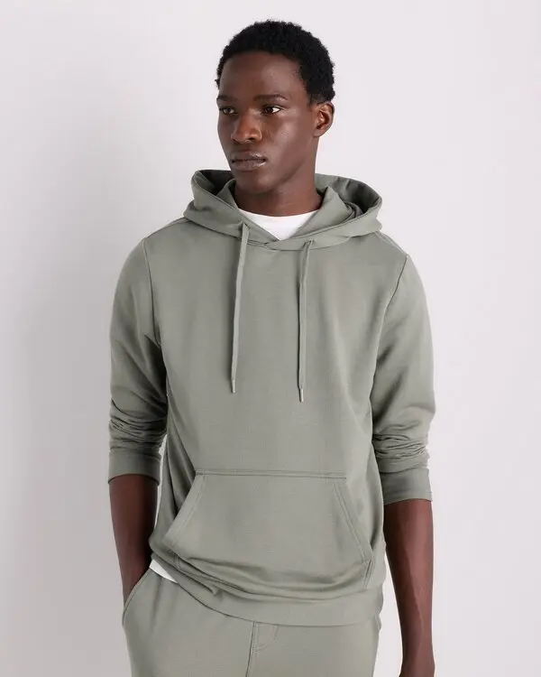Quince Supersoft Fleece Pullover Hoodie - Smoked Thyme Green