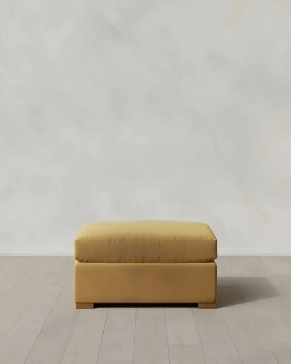 Quince Hollis Slope Arm Ottoman In Performance Velvet - Caramel