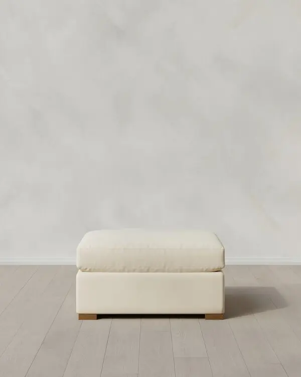 Quince Hollis Slope Arm Ottoman In Performance Velvet - Ivory