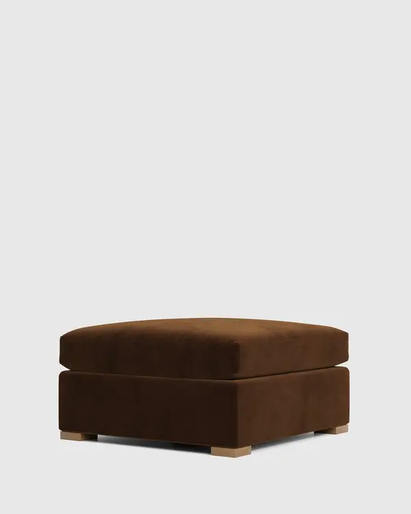 Quince Hollis Slope Arm Ottoman In Performance Velvet - Ivory