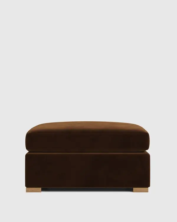 Quince Hollis Slope Arm Ottoman In Performance Velvet - Ivory