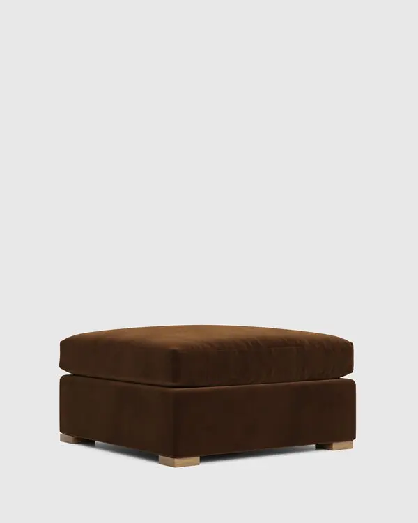 Quince Hollis Slope Arm Ottoman In Performance Velvet - Ivory