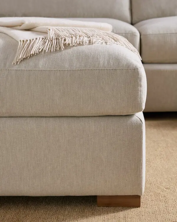 Quince Hollis Slope Arm Ottoman In Performance Velvet - Ivory