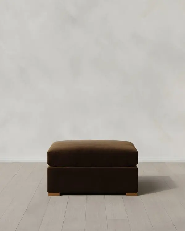 Quince Hollis Slope Arm Ottoman In Performance Velvet - Java