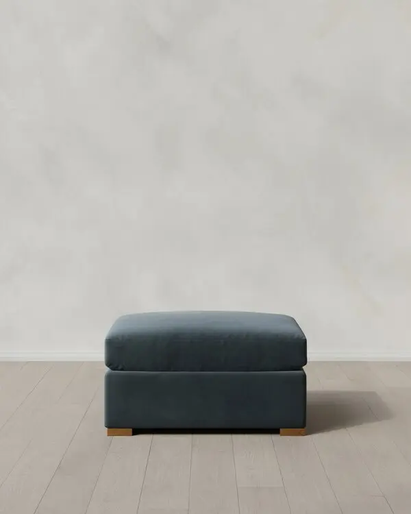 Quince Hollis Slope Arm Ottoman In Performance Velvet - Pine