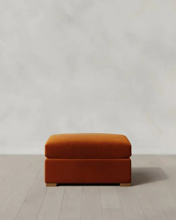 Quince Hollis Slope Arm Ottoman In Performance Velvet - Rust