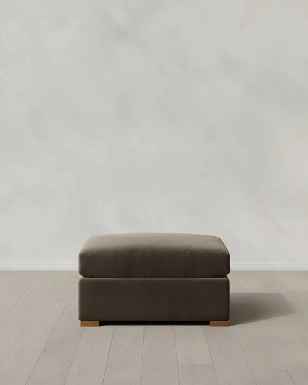 Quince Hollis Slope Arm Ottoman In Performance Velvet - Sable